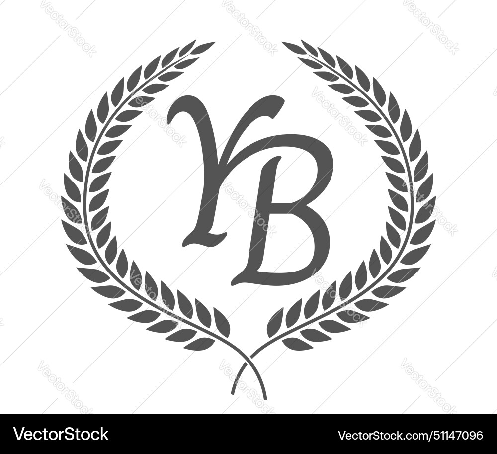 Initial letter y and b yb monogram logo design Vector Image