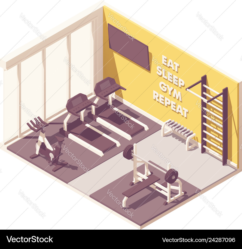 Isometric gym interior Royalty Free Vector Image