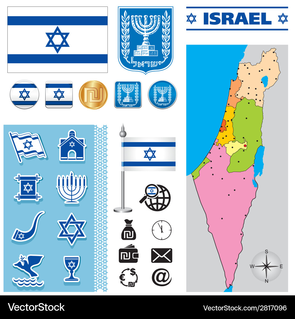 Israel map Royalty Free Vector Image - VectorStock