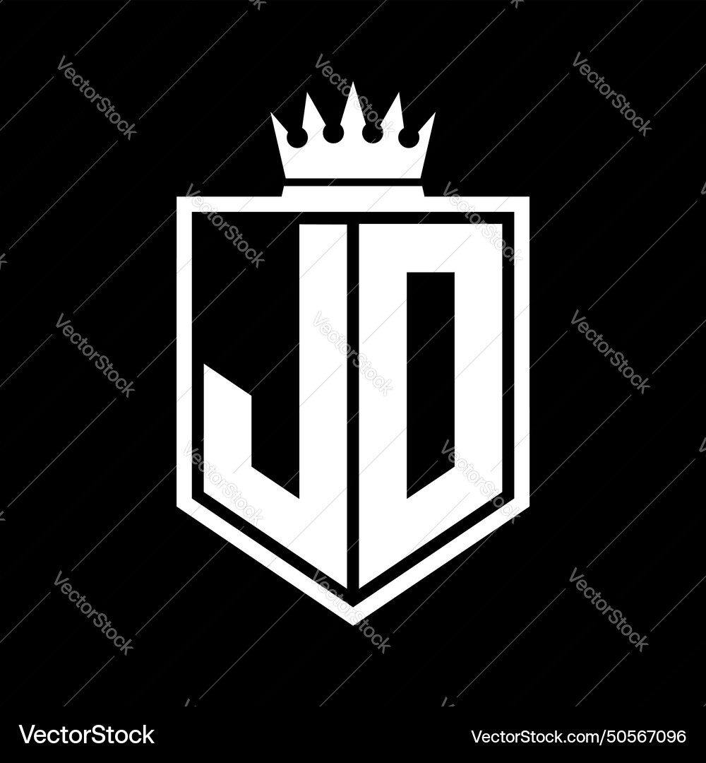 Jd logo monogram bold shield geometric shape Vector Image