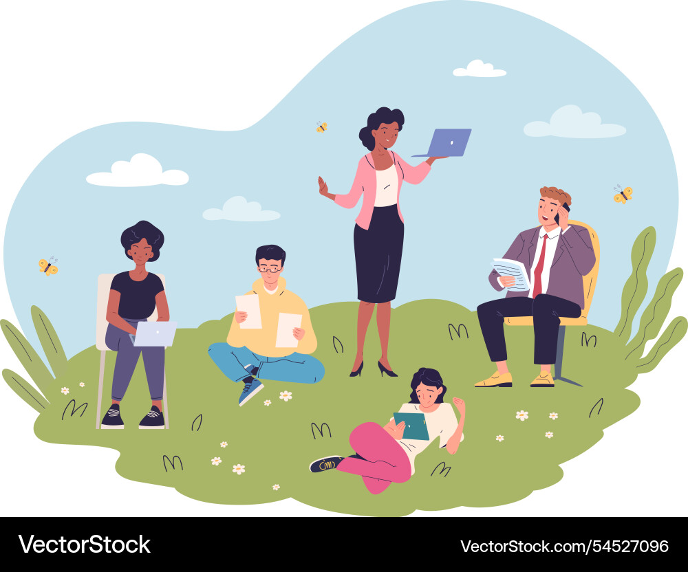 Positive working environment happy coworkers Vector Image
