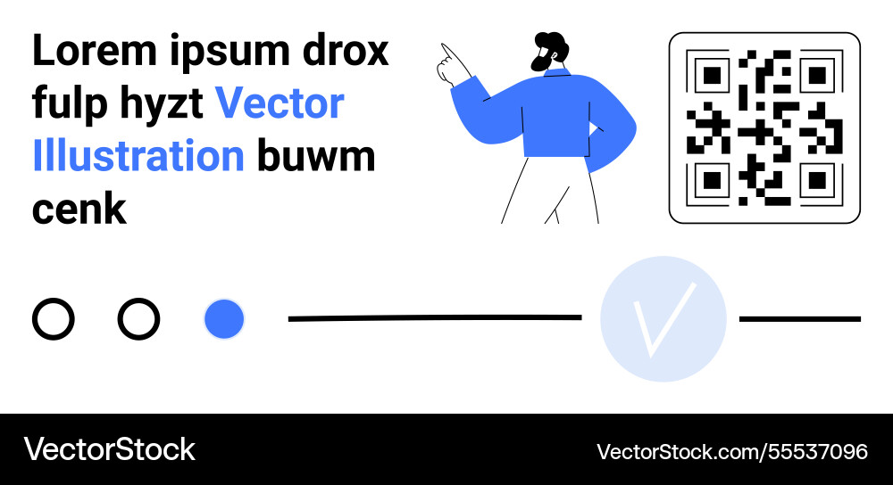 Qr code with abstract character and informative Vector Image