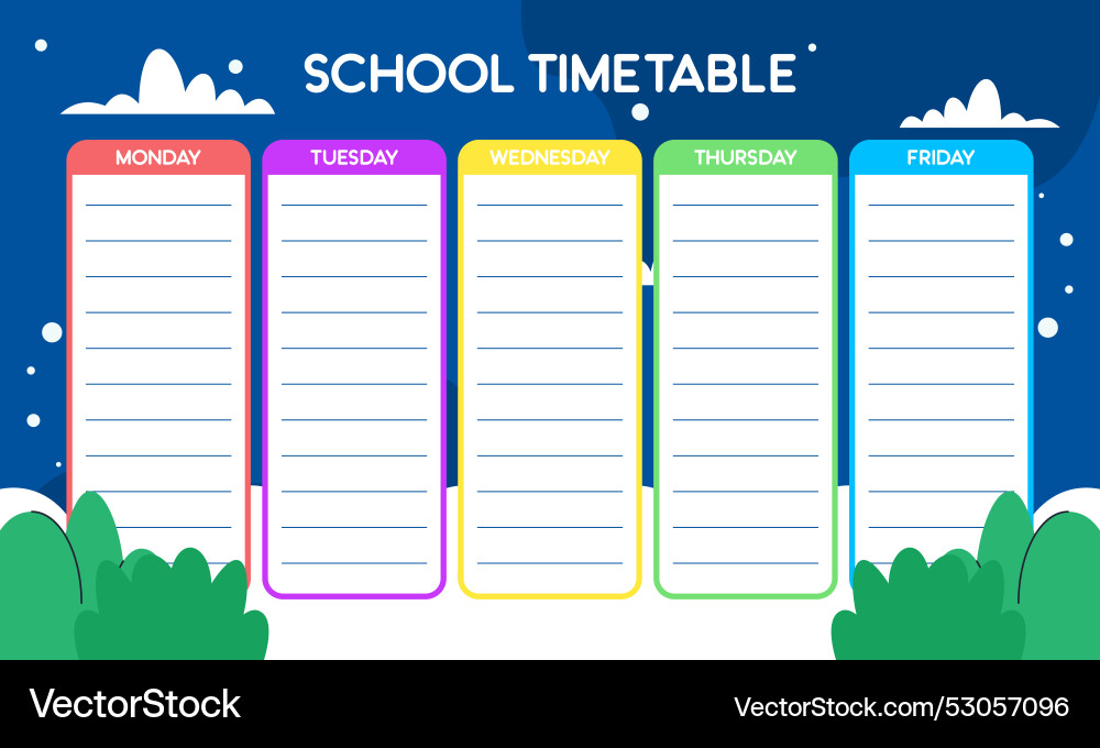 School timetable poster template Royalty Free Vector Image