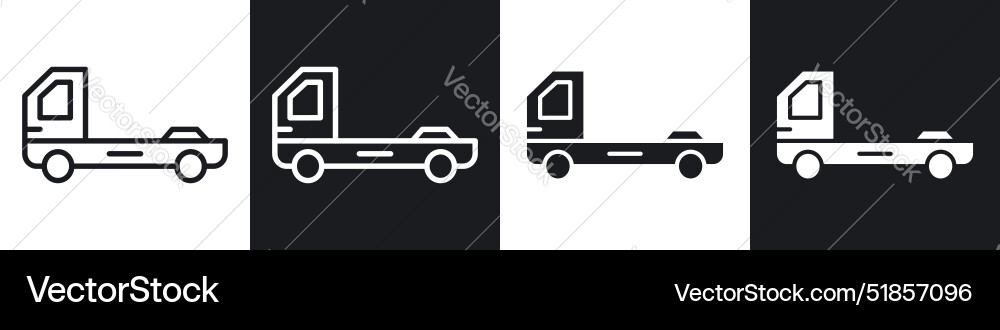 Truck container empty icon set in black and white Vector Image