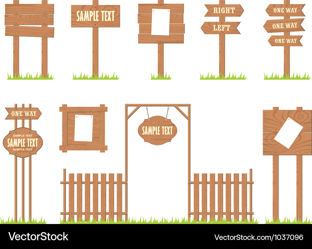 Wooden sign posts Royalty Free Vector Image - VectorStock