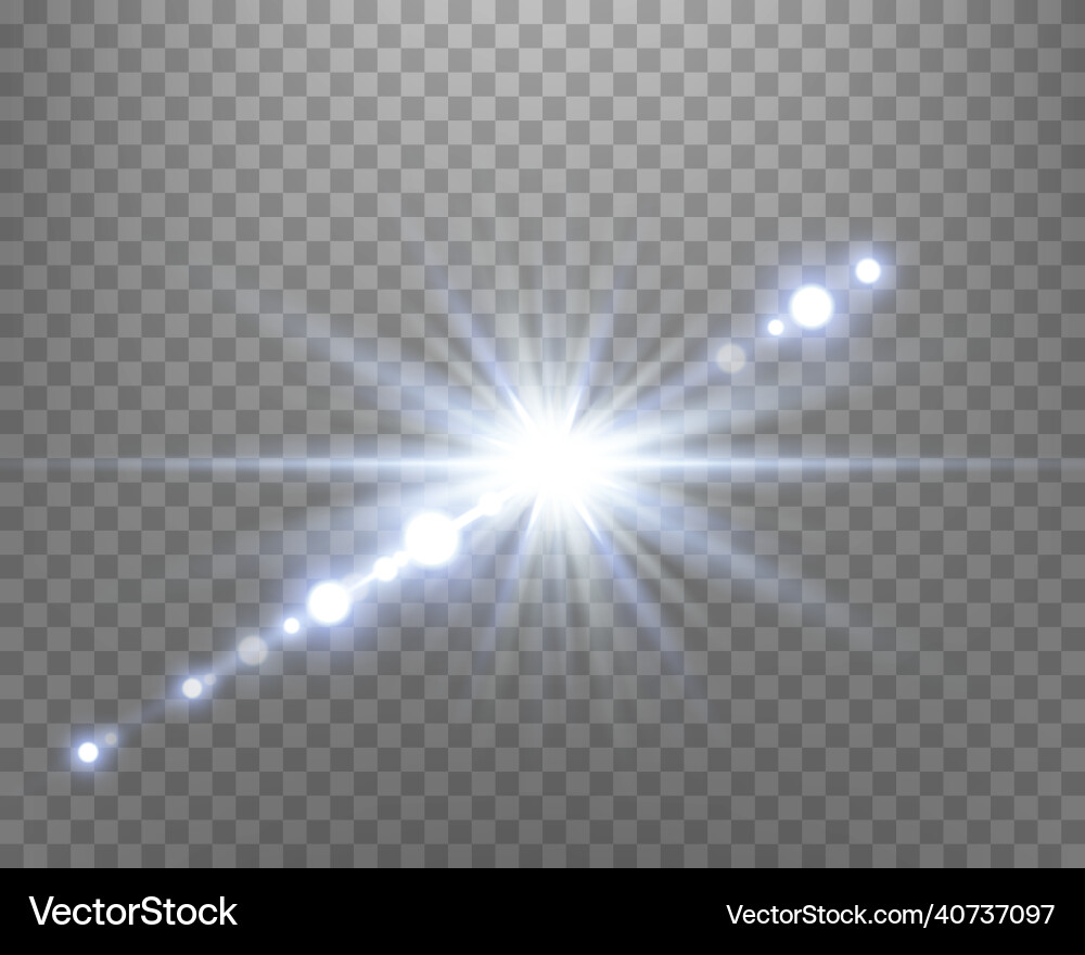 Blue sunlight lens flare sun flash with rays Vector Image