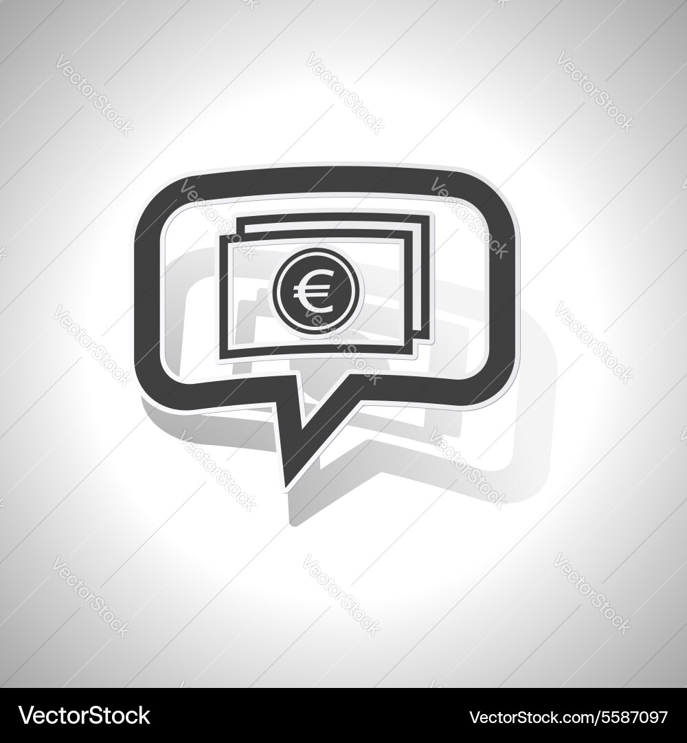 Curved euro banknote message icon Royalty Free Vector Image