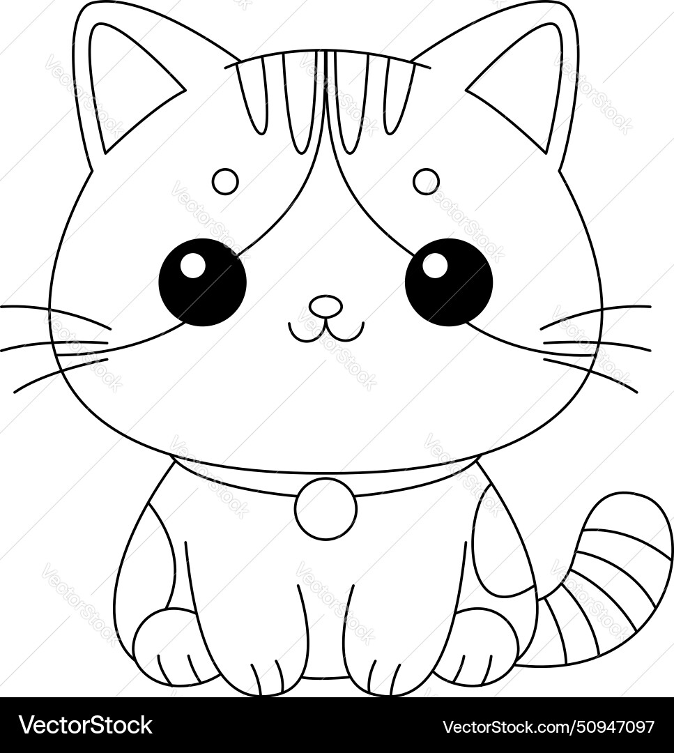 Cute cat coloring page book for kids Royalty Free Vector