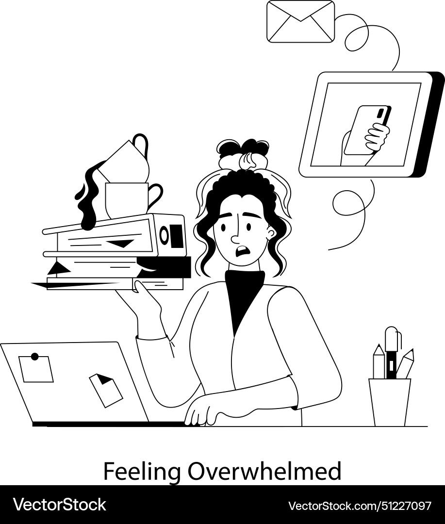 Feeling overwhelmed Royalty Free Vector Image - VectorStock