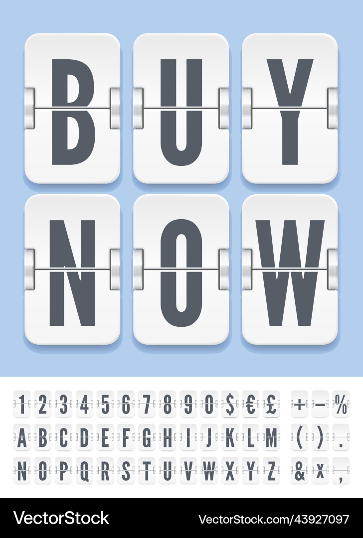 Flip white countdown timer alphabet isolated Vector Image Flip white countdown timer alphabet isolated Vector Image