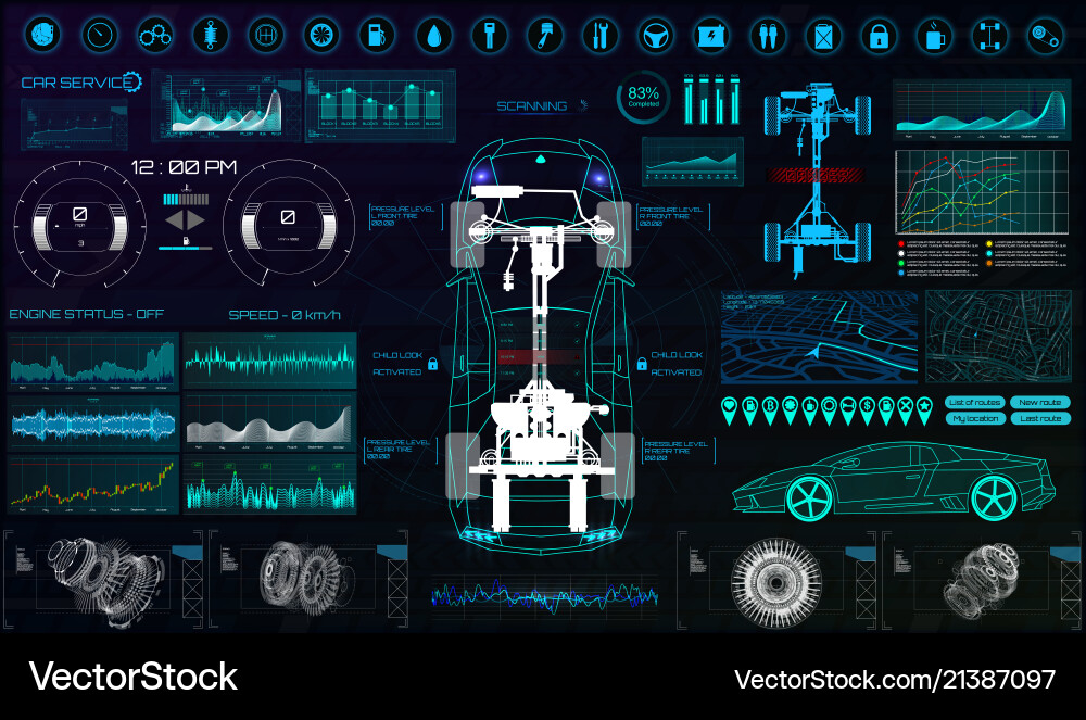 Futuristic user interface car service hud Vector Image