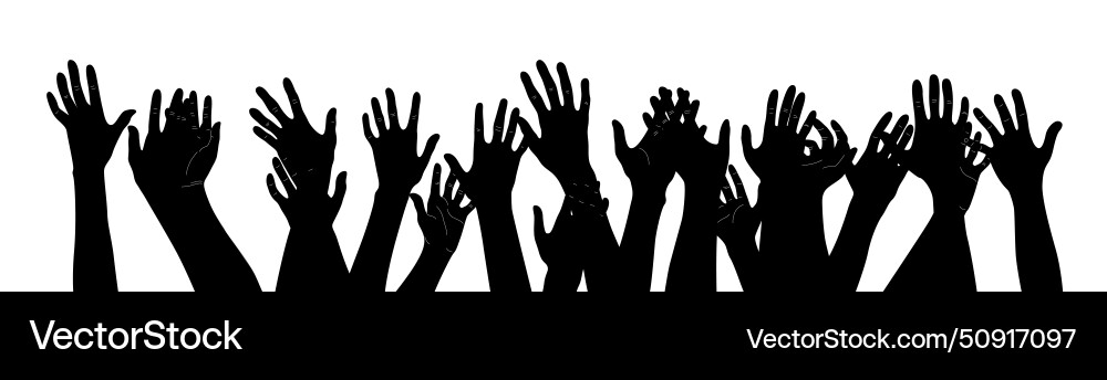 Hand raising silhouette several Royalty Free Vector Image