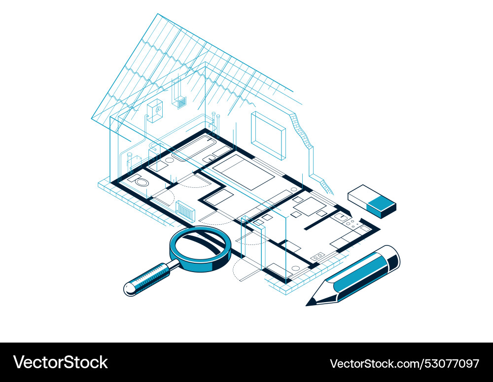House floorplan drawing with pencil lodge Vector Image