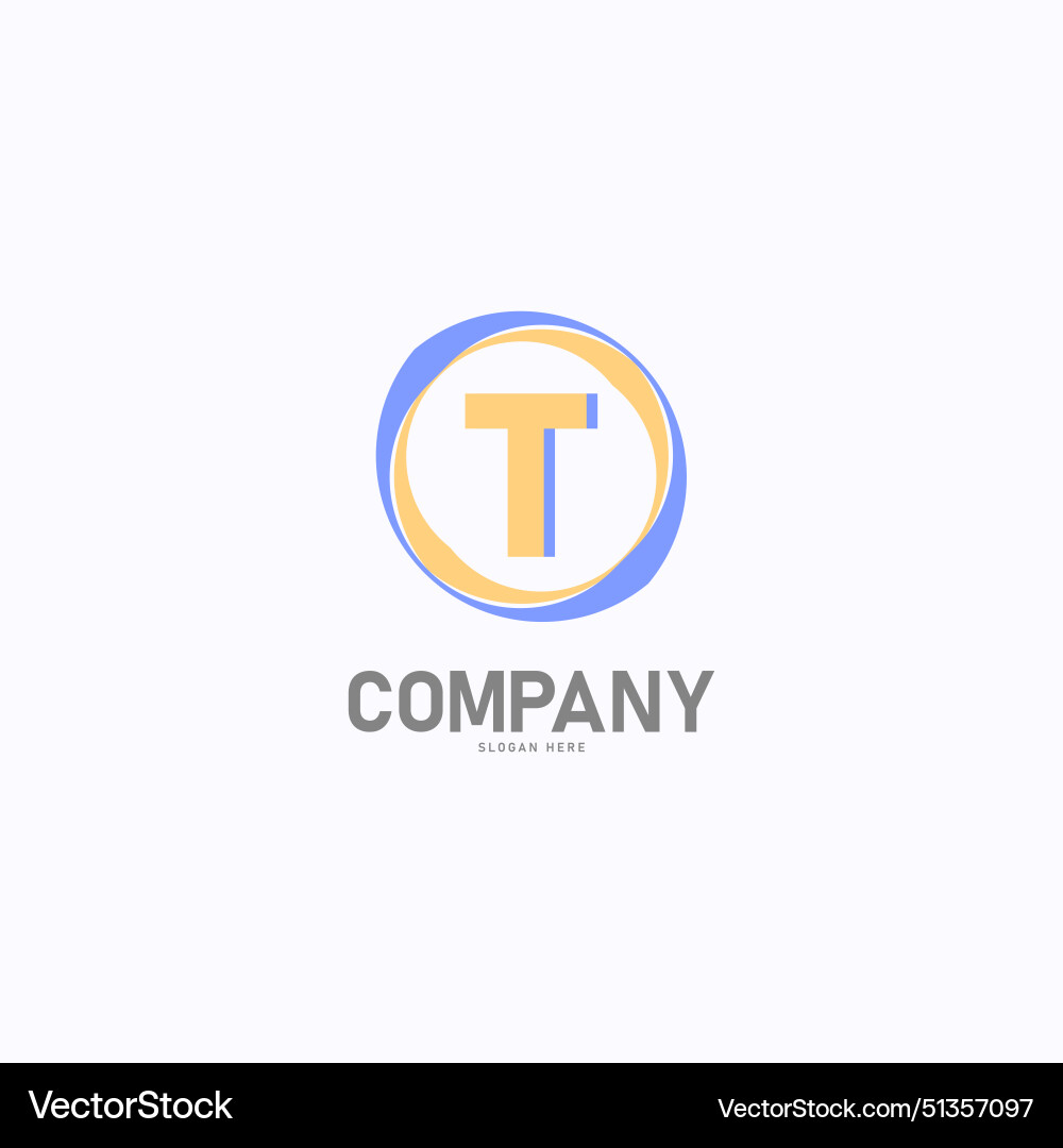 Letter t logo initial flat design temp Royalty Free Vector