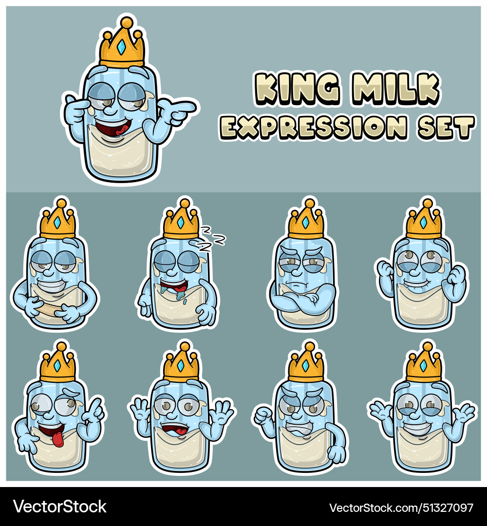 Milk expression set mascot cartoon character Vector Image