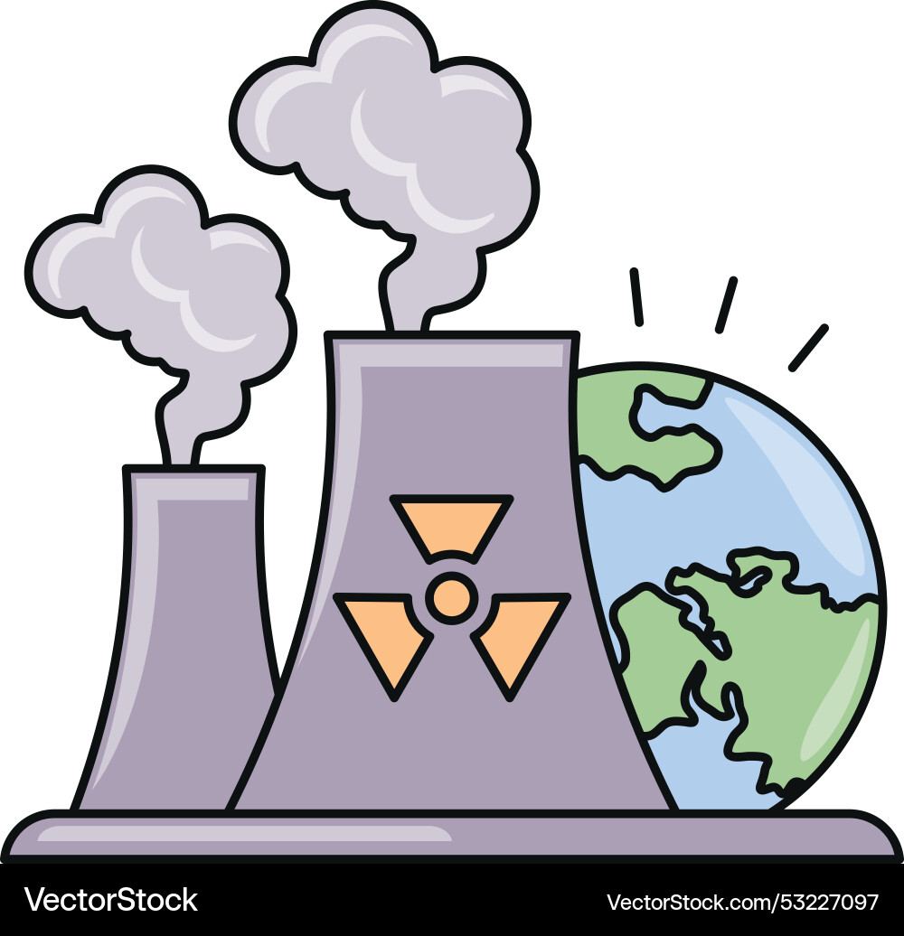 Nuclear plant from climate change Royalty Free Vector Image
