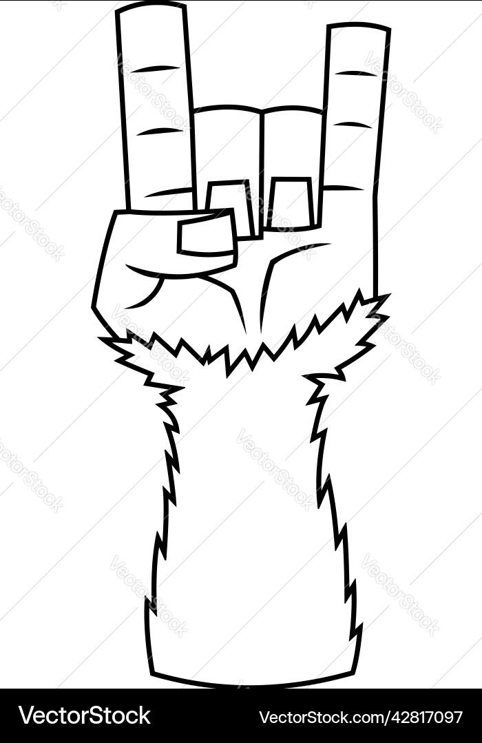 Outlined yeti hand showing rock n roll gesture Vector Image