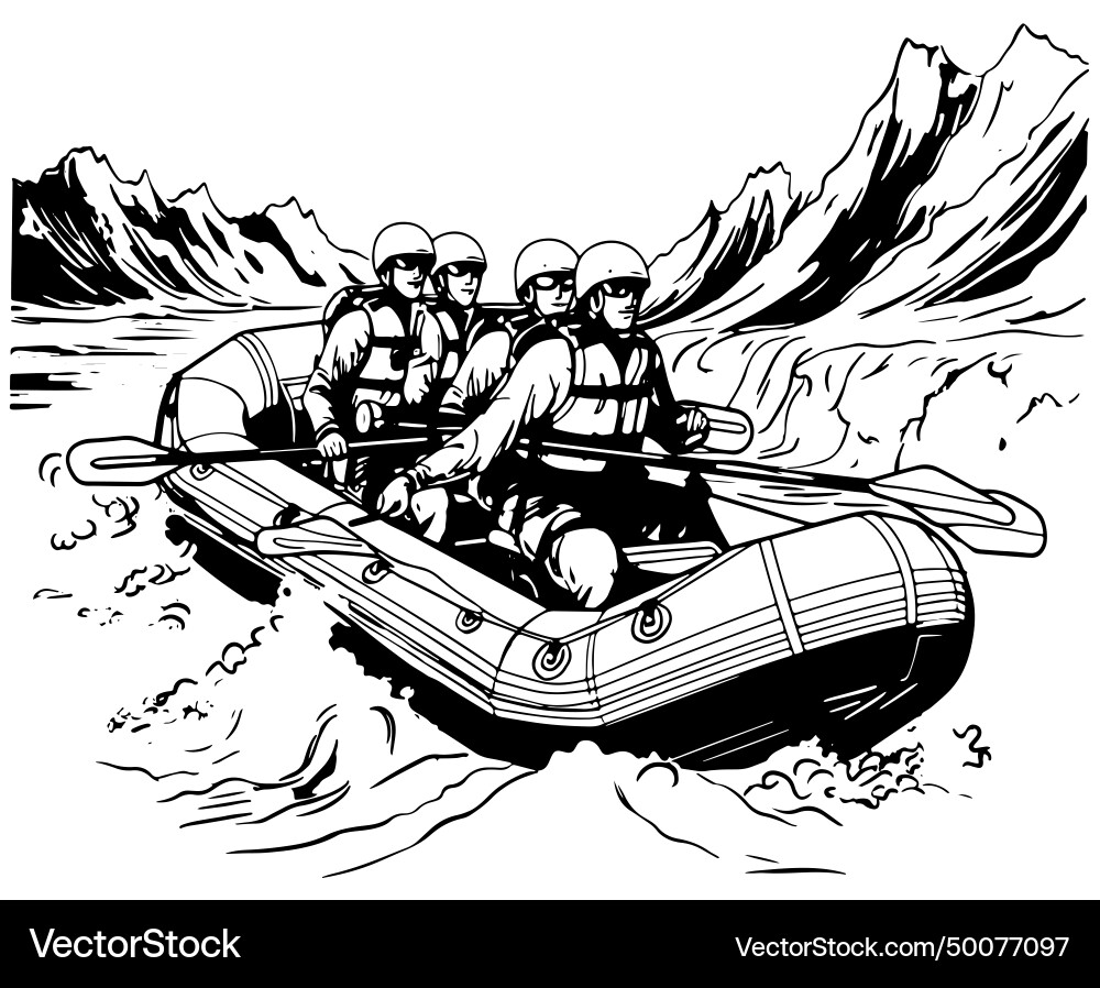 Rafting Adventure - People on Water Royalty Free Vector