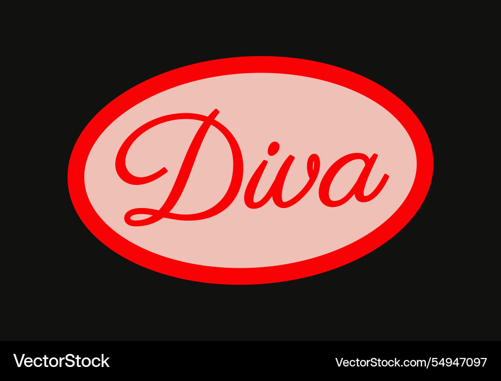Red diva logo in oval design Royalty Free Vector Image