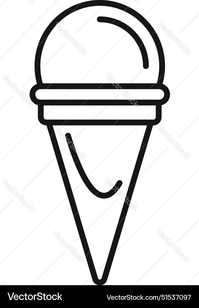 Single scoop ice cream cone line art icon Vector Image