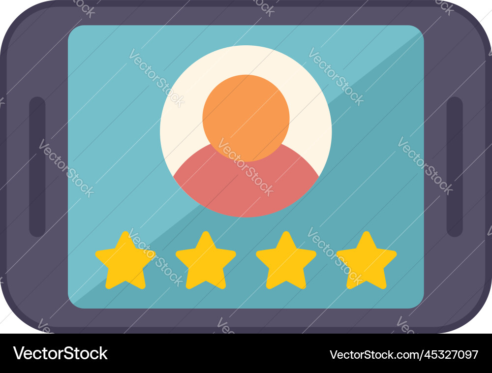Tablet review icon flat star rate Royalty Free Vector Image