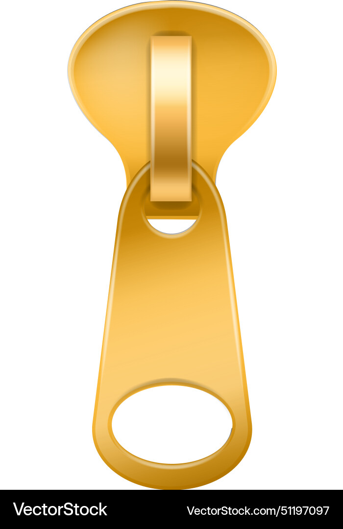 Zipper puller realistic golden closing fabric Vector Image