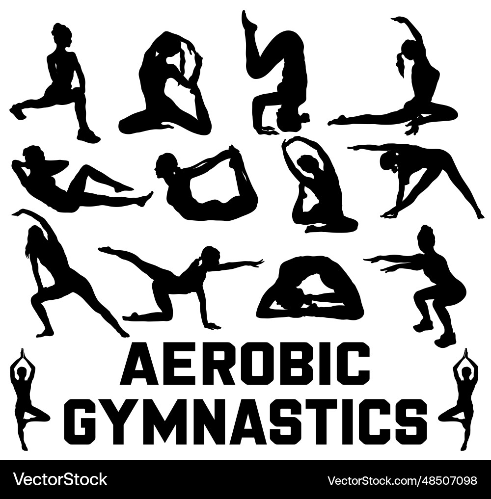 Aerobic gymnastics silhouette Royalty Free Vector Image