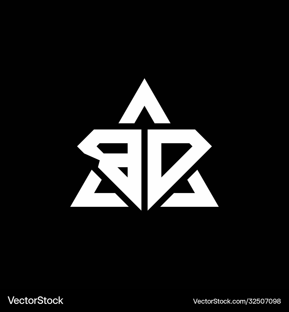 Bd monogram logo with diamond shape and triangle Vector Image