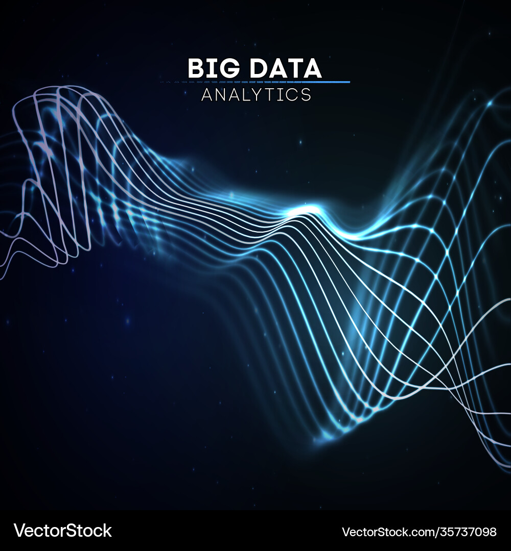 Big data wave on dark background futuristic cyber Vector Image