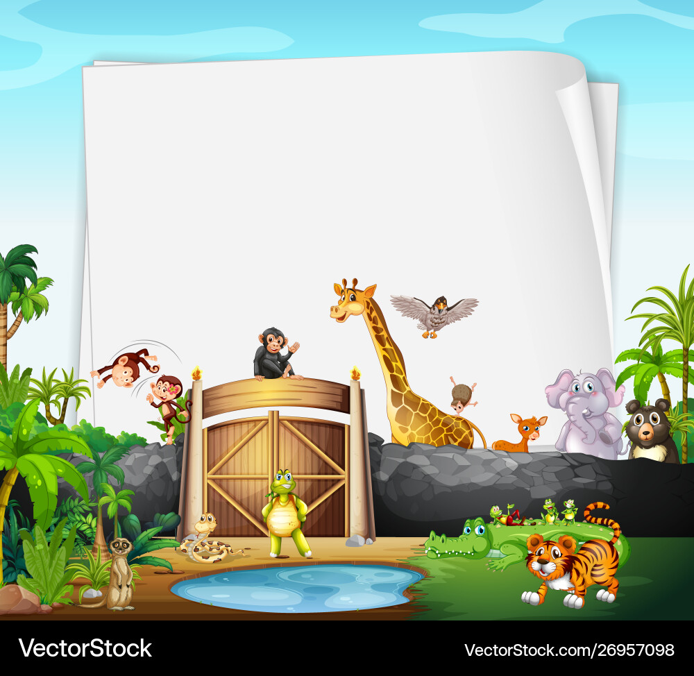 Border template design with cute animals Vector Image
