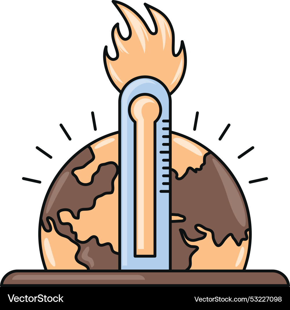 Climate change thermometer near the globe Vector Image