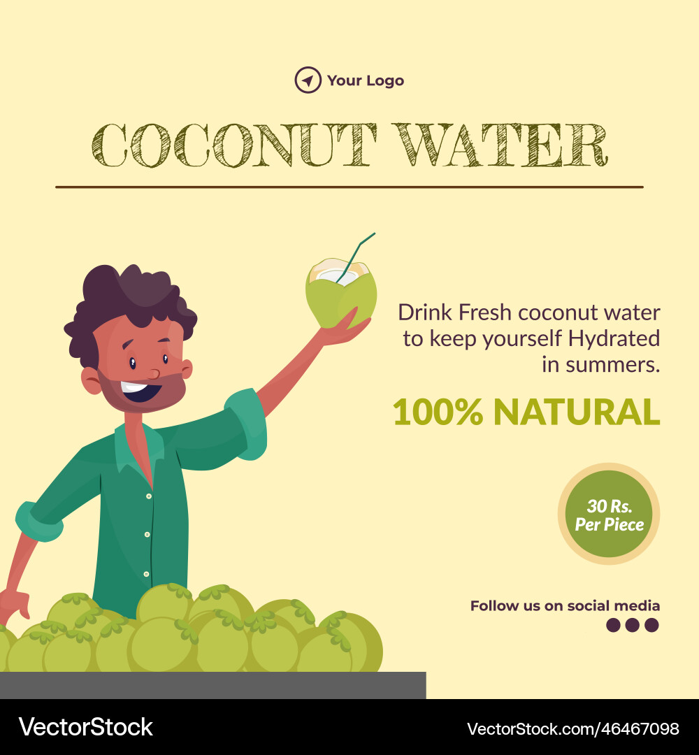 Drink fresh coconut water banner design Royalty Free Vector