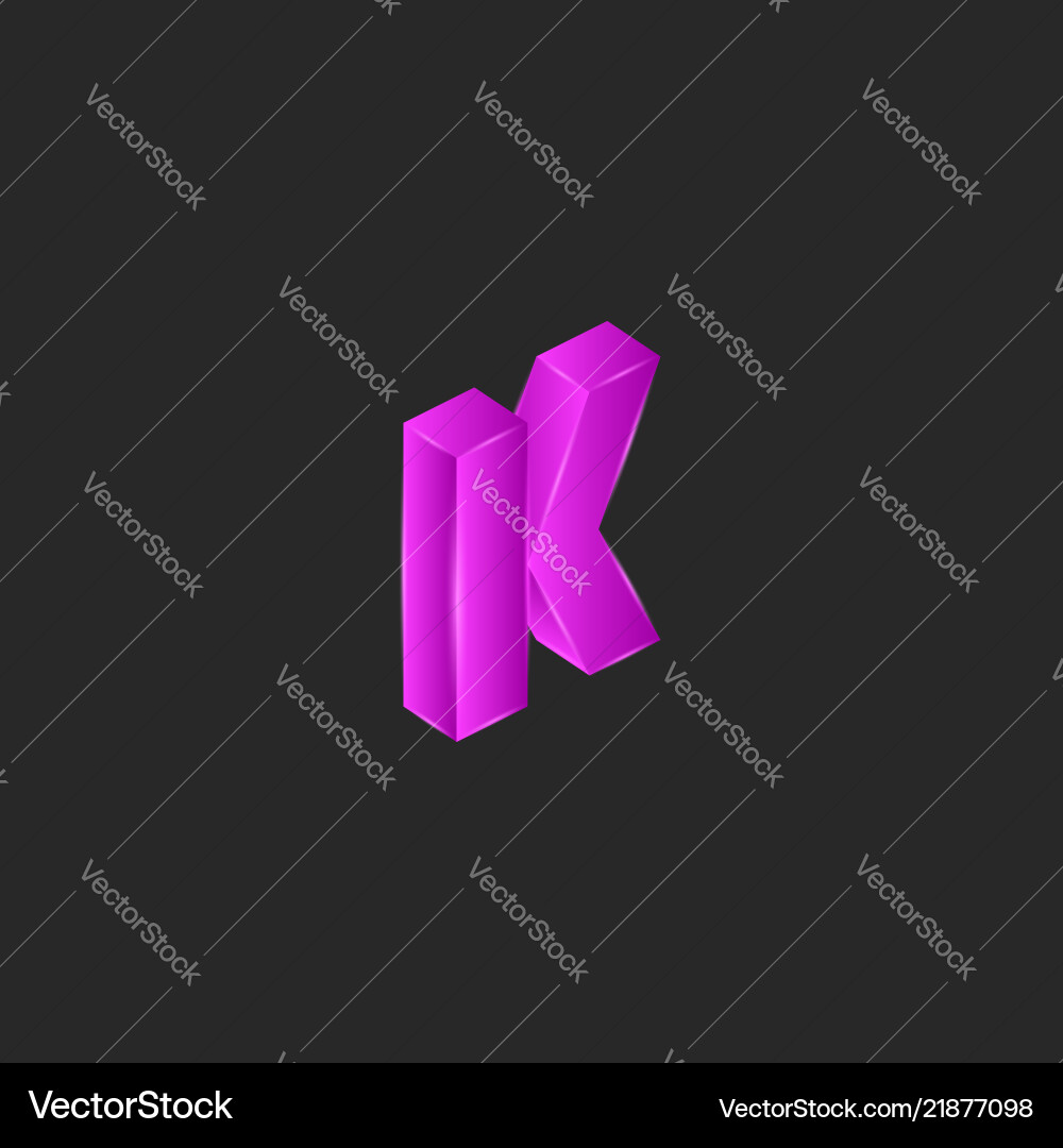 Lateinischer Buchstabe k Logo moderne isometrische Form Pop