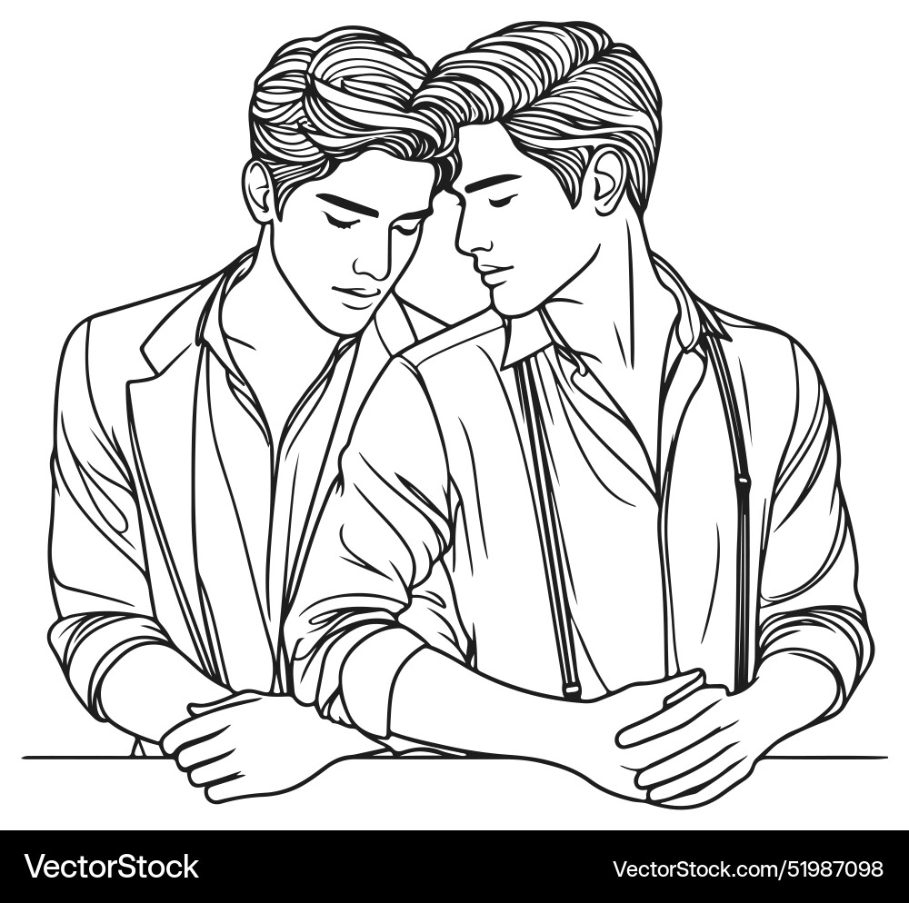 Man boy and husband line art drawing design Vector Image