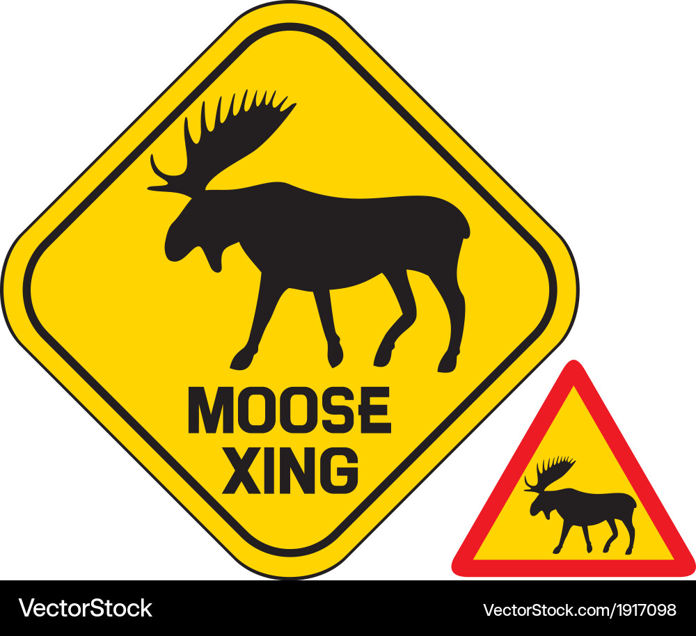 Moose crossing road sign Royalty Free Vector Image