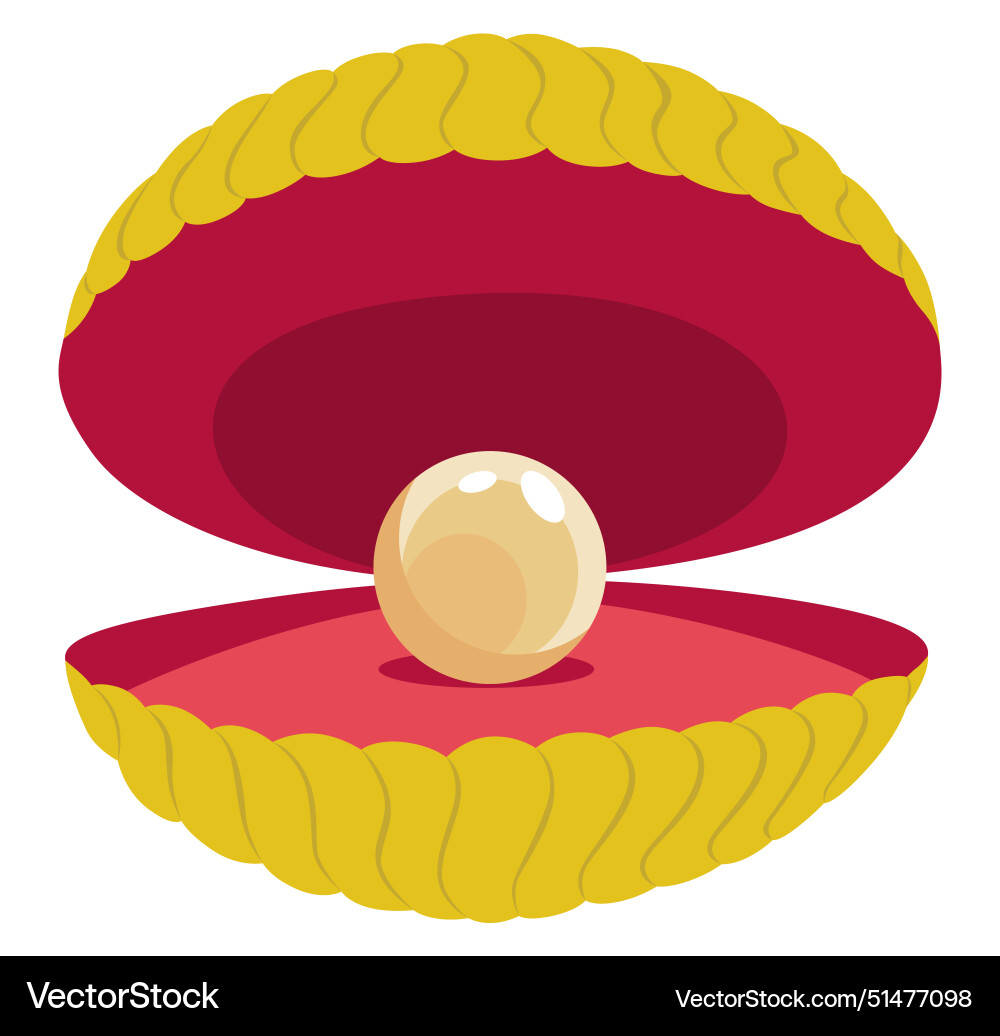 Pearl in seashell open seashels scallop Royalty Free Vector