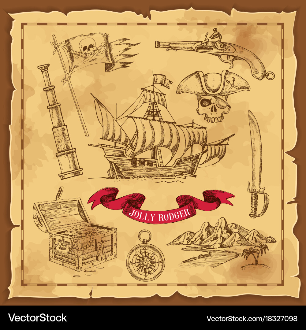Pirate Nautical Elements Royalty Free Vector Image