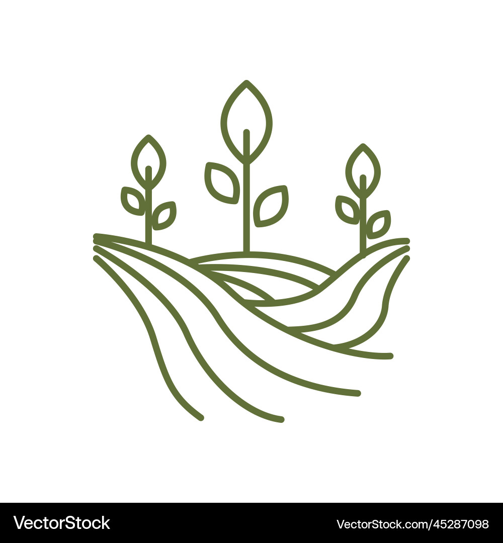 Plant field land icon logo Royalty Free Vector Image