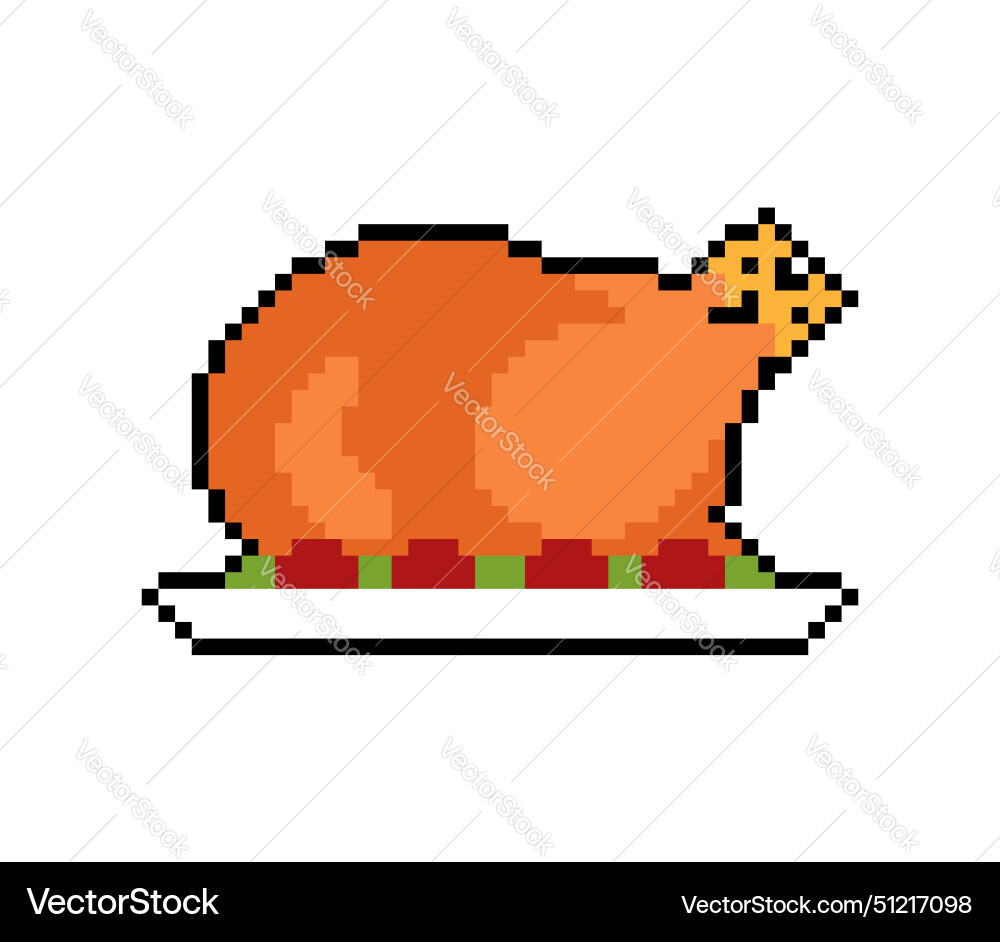 Roasted turkey pixel art pixelated roast Vector Image