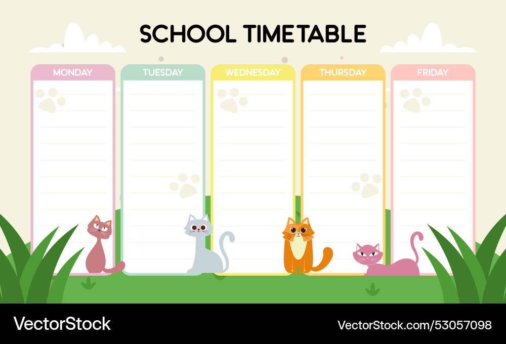 School timetable poster template Royalty Free Vector Image