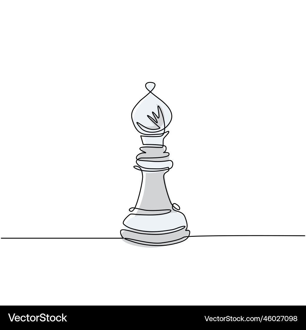 Single one line drawing chess bishop logo Vector Image