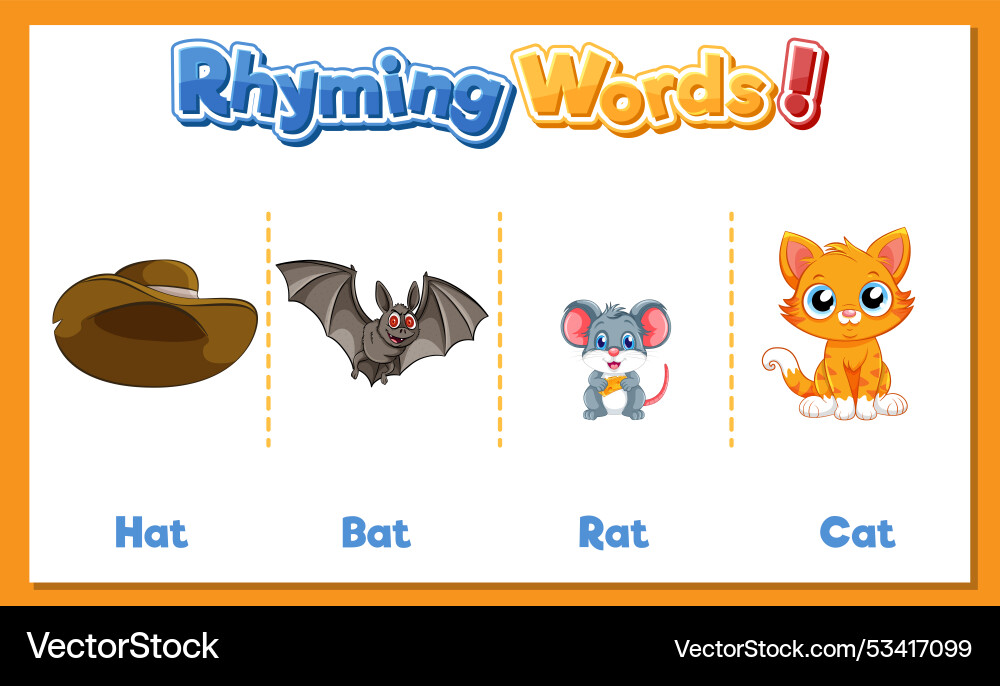 Rhyming words with images Royalty Free Vector Image