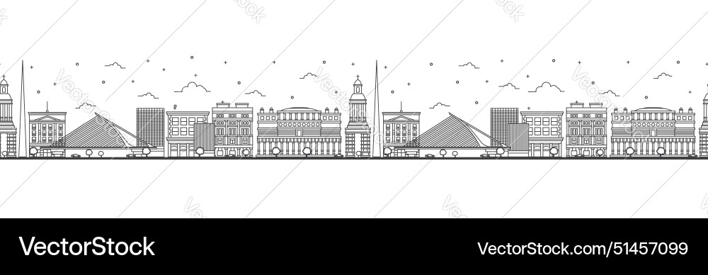 Seamless pattern with outline dublin ireland city Vector Image