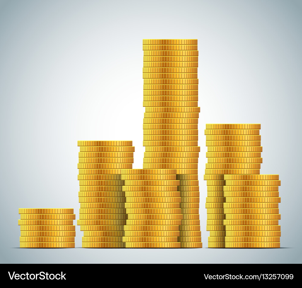 Stacks of gold coins Royalty Free Vector Image