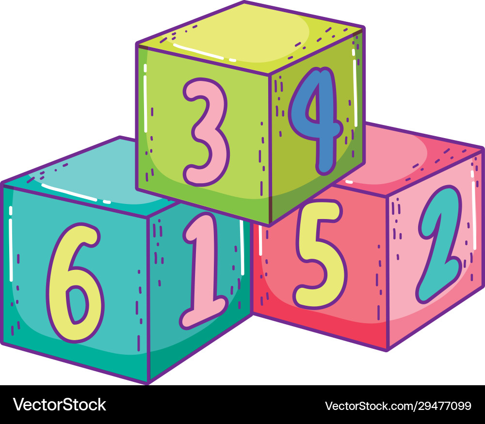 Toys pile cube blocks building cartoon Royalty Free Vector