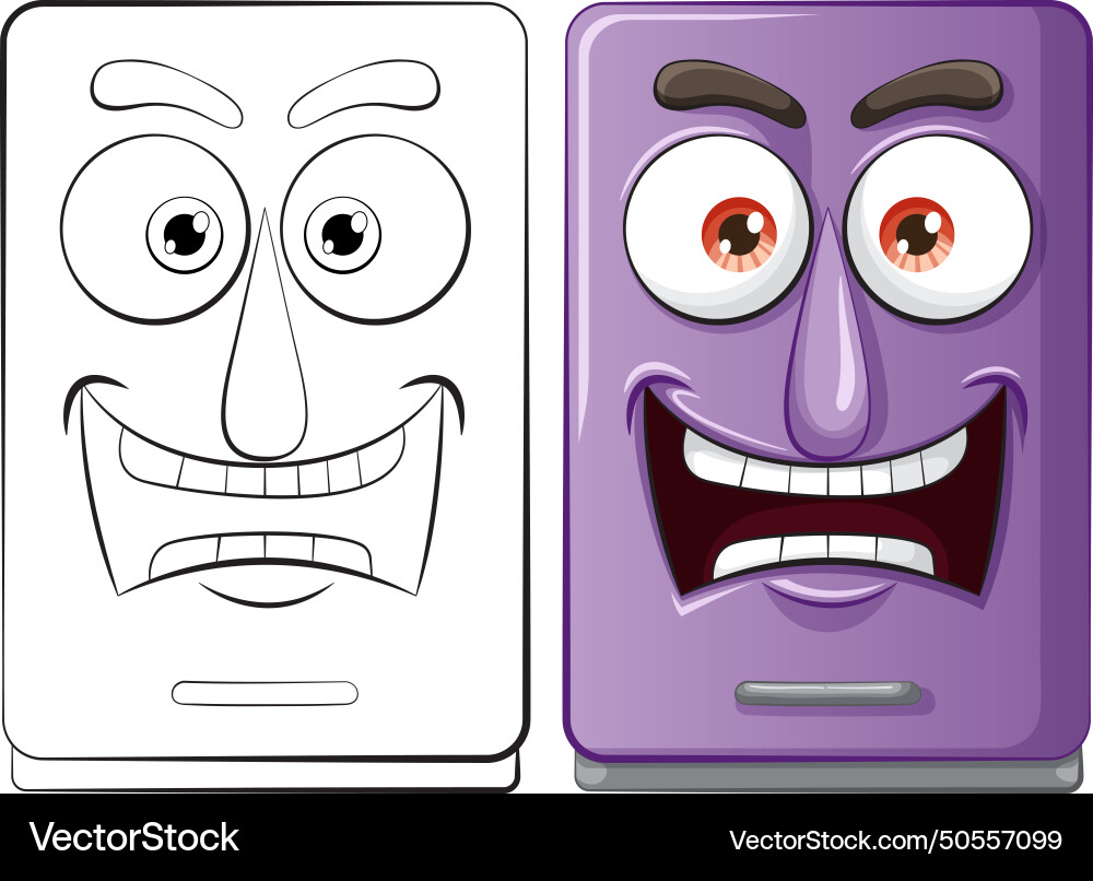 Two cartoon smartphones with expressive faces Vector Image