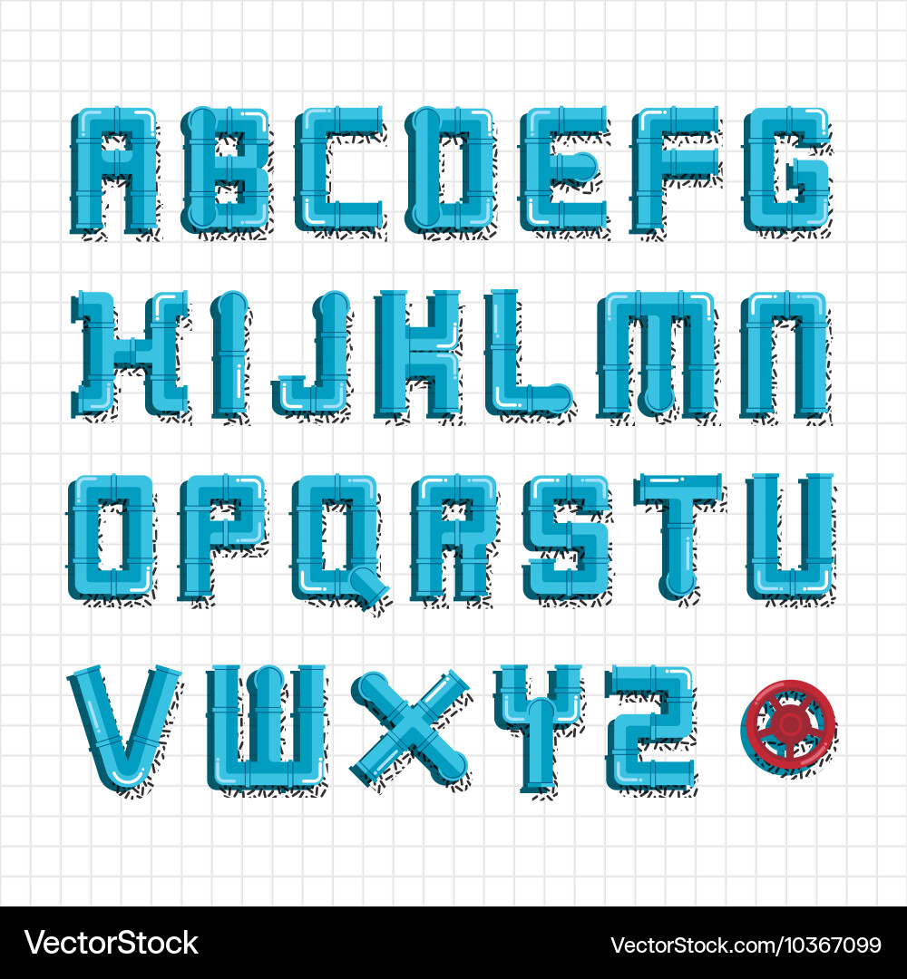 Water pipe alphabet Royalty Free Vector Image - VectorStock
