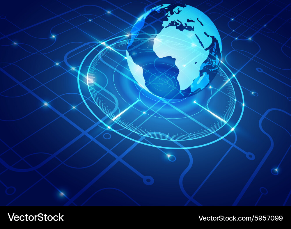 World map with technology background Royalty Free Vector