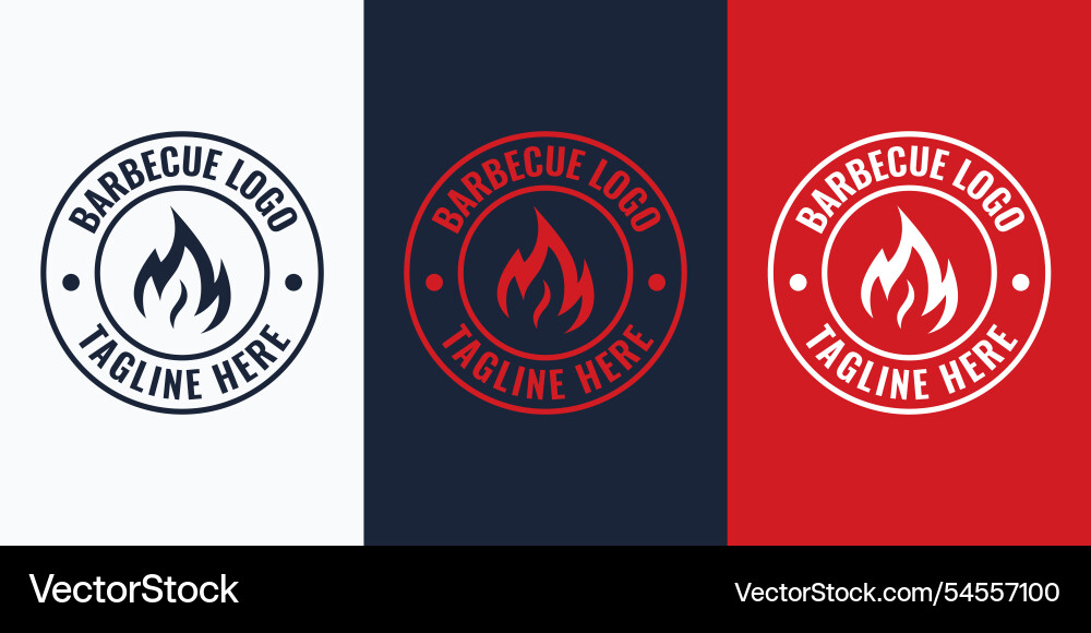 Barbecue logo design and bbq grill logo design Vector Image