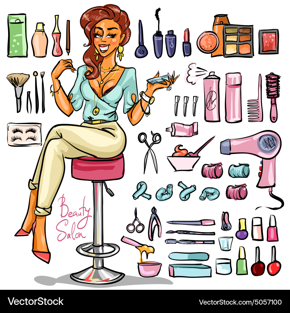 Beauty salon cartoon collection Royalty Free Vector Image